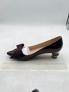 FSJ | Shoes | Fsj Brown Pointed Toe Crystal Pump Rhinestone Bow Block ...